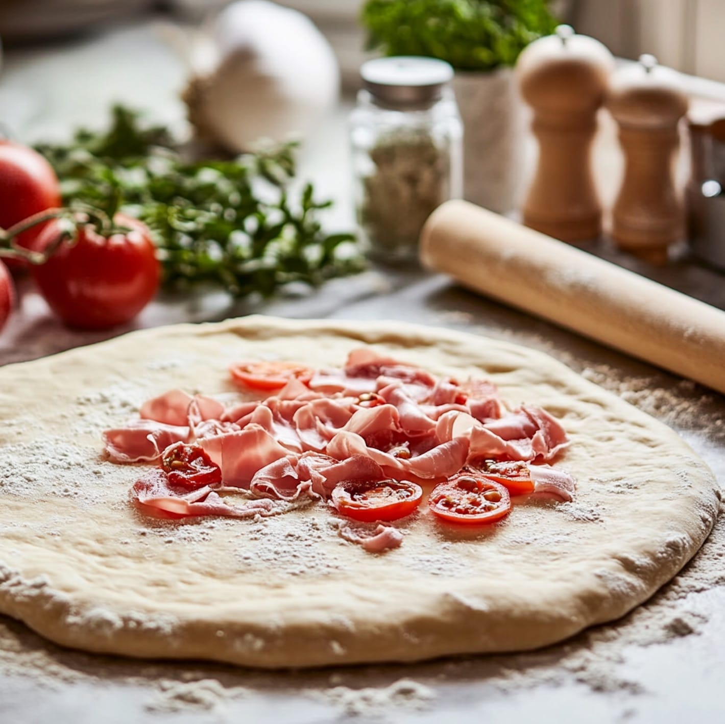 Oppskrift på pizzahorn med ost og skinke - Tilbords