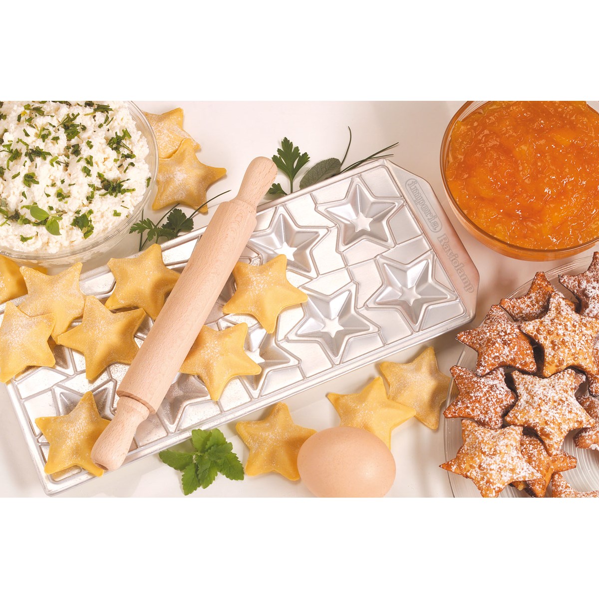 Imperia, Raviolimaker sett m/3 former fisk/stjerne/hjerte - Tilbords